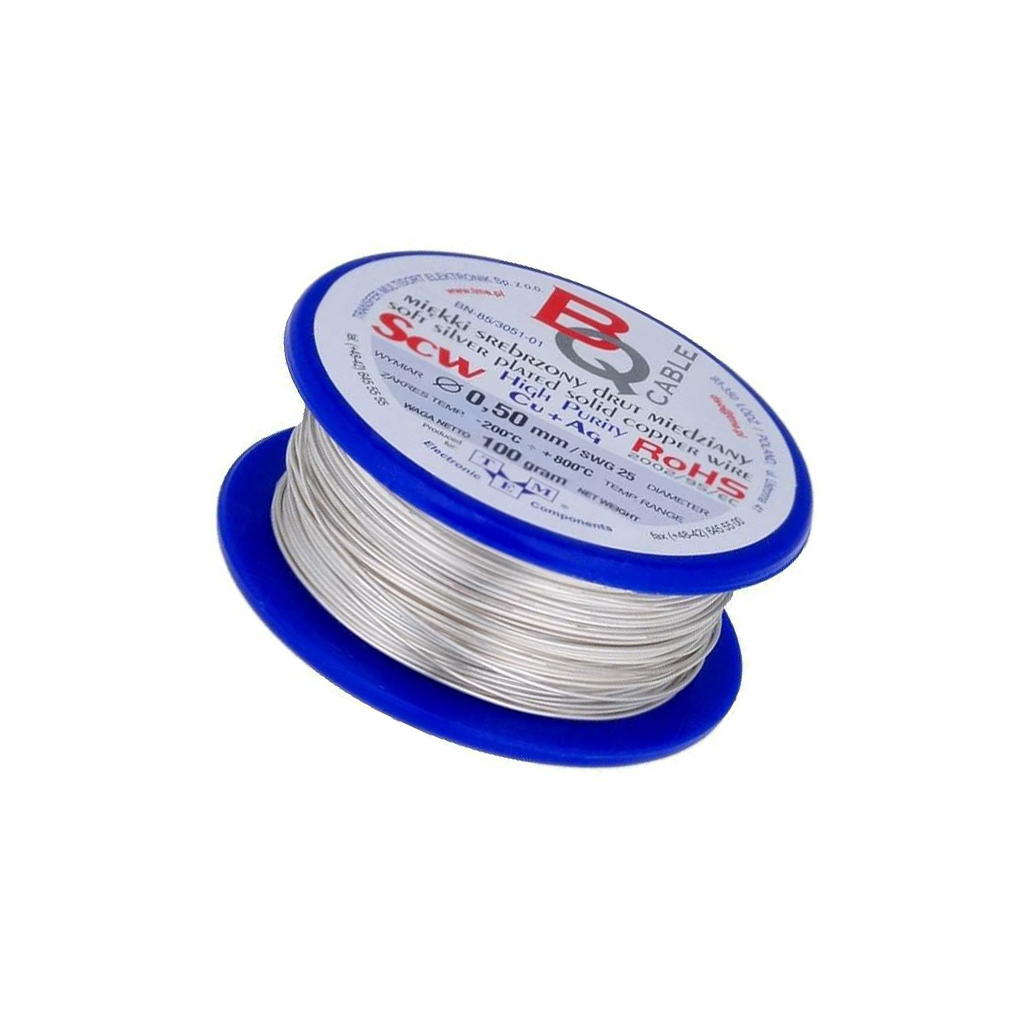 SCW-0.50/100 Versilberter Kupferdraht 0 5mm 100g 60m -200-800°C BQ ...